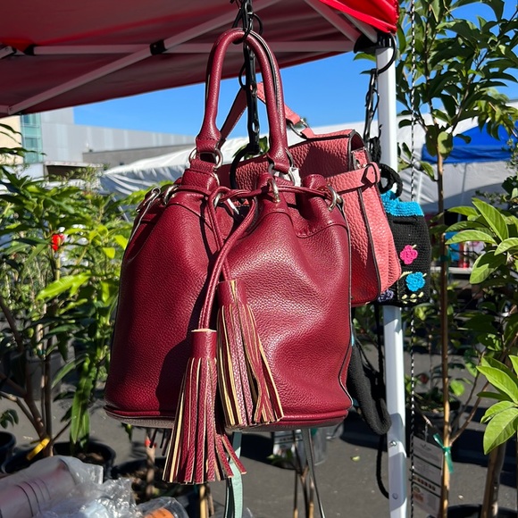 Bags | New Red Maroon Bucket Bag With Straps | Poshmark